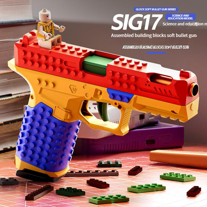 Build & Launch Block Shooter Toy Set – DIY Action Brick Gun – Santa Depot