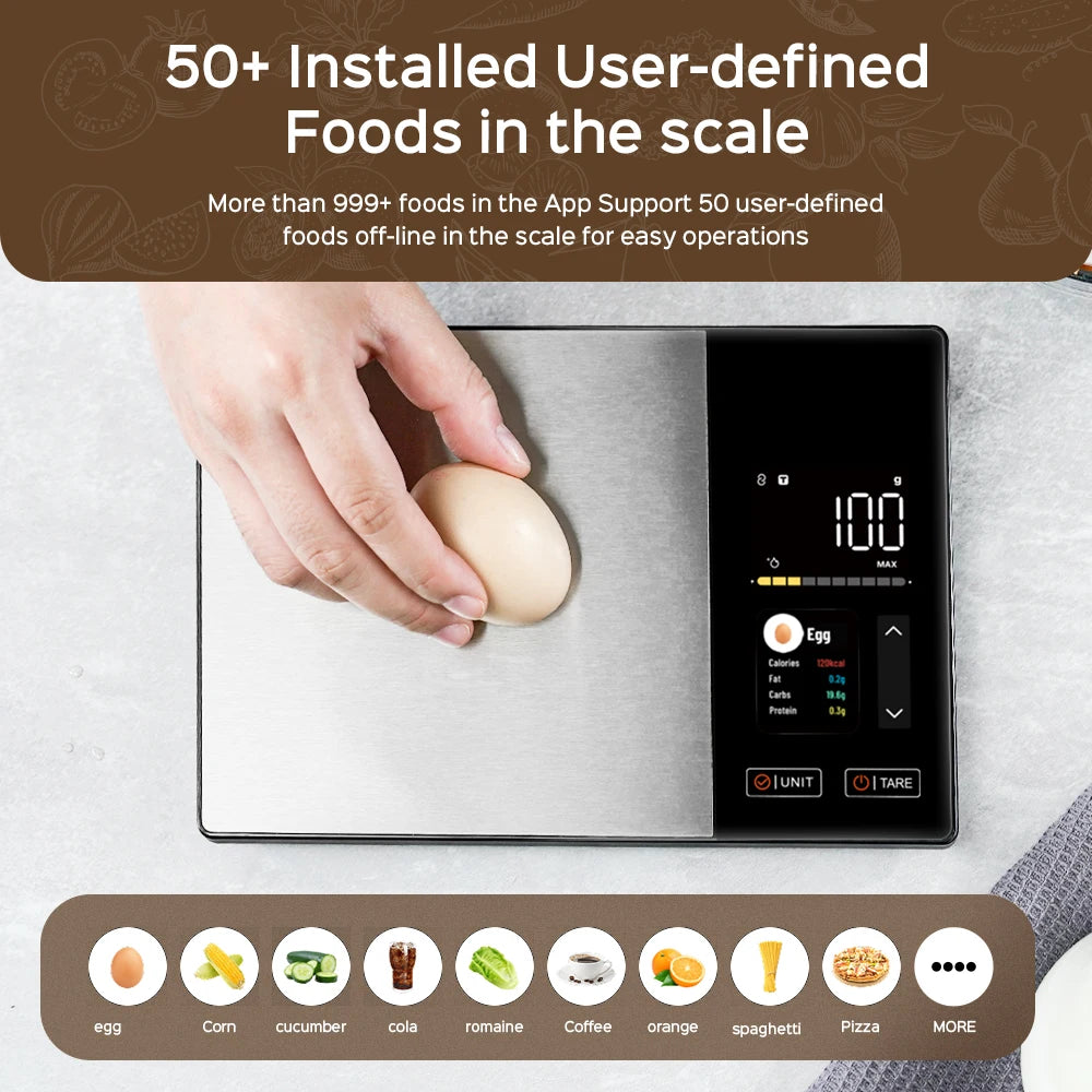 Smart Nutrition Kitchen Scale – Stainless Steel Food Scale with App ...